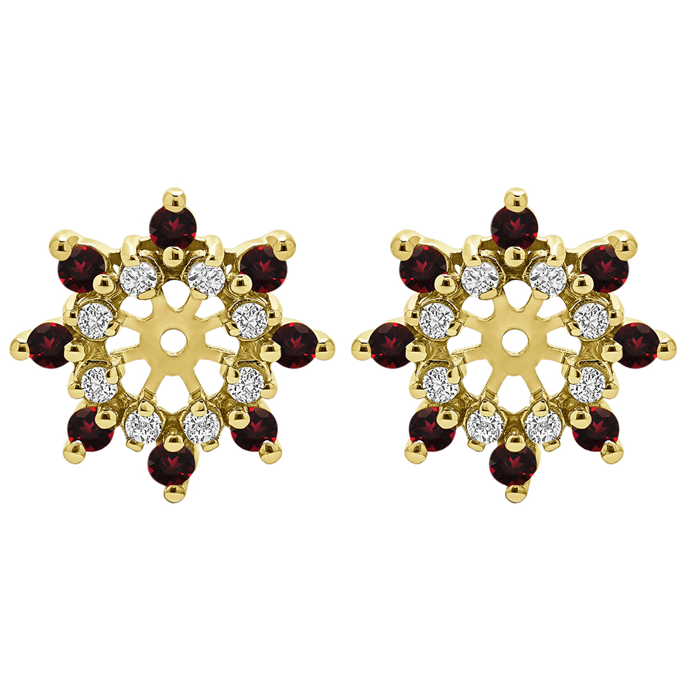 TwoBirch Earring Jackets - 0.96 Carat Ruby and Diamond Round Double Row ...