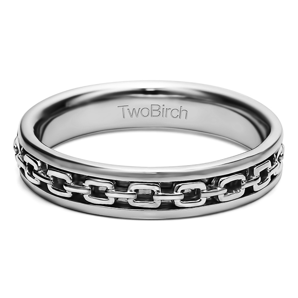 TwoBirch Men's Wedding Rings - Chain-link Unique Men's Fashion Wedding Ring
