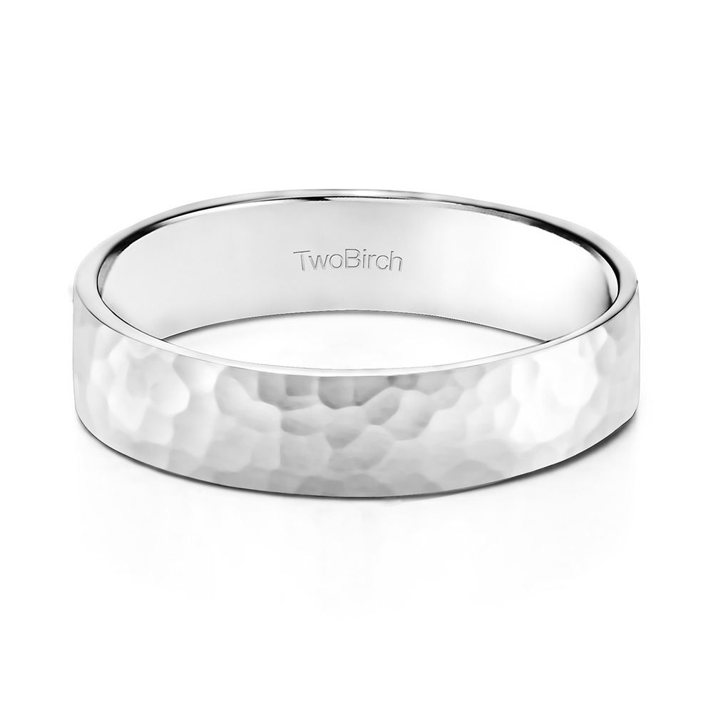 Mens Hammered Finish Wedding Rings, Diamond Bands - TwoBirch