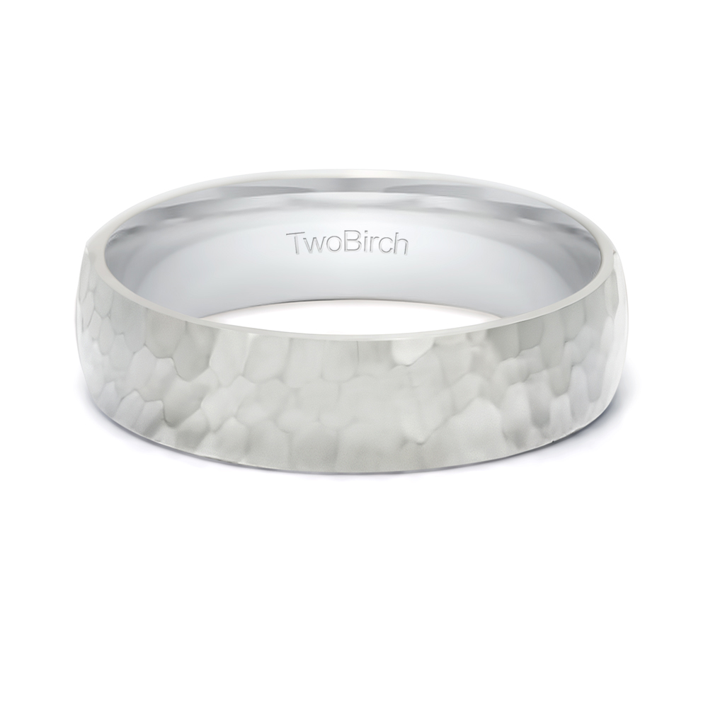5.5 Millimeter Wide Hammered Finish Plain Men's Wedding Ring