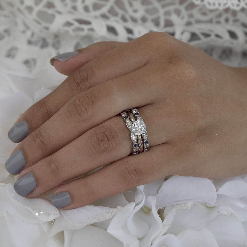 0.64 Ct. Alternating Marquise Shape and Round Ring Guard