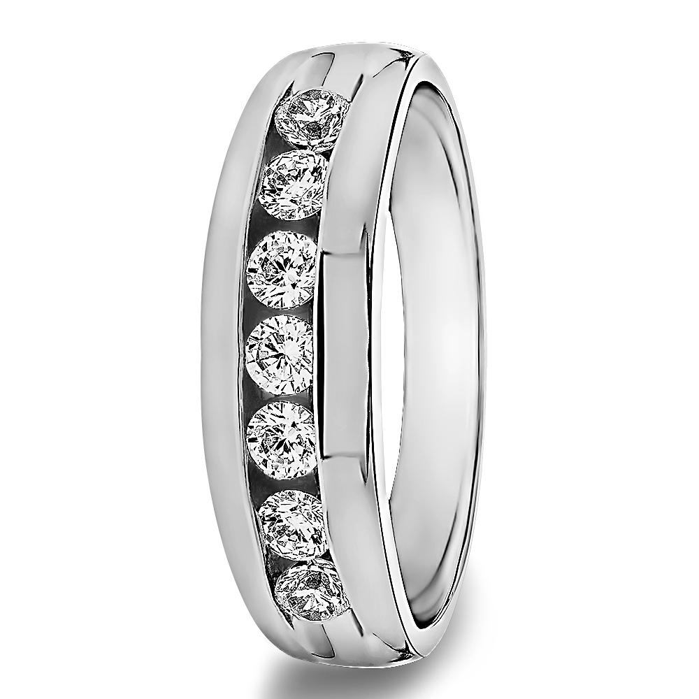 0.24 Ct. Seven Stone Channel Set Men's Ring with Open End Design