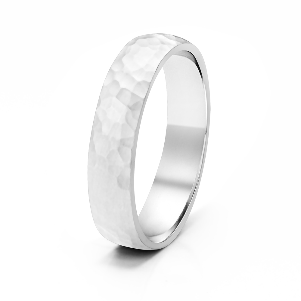 5 Millimeter Wide Hammered Finish 14 Karat Gold Men's ring - TwoBirch ...