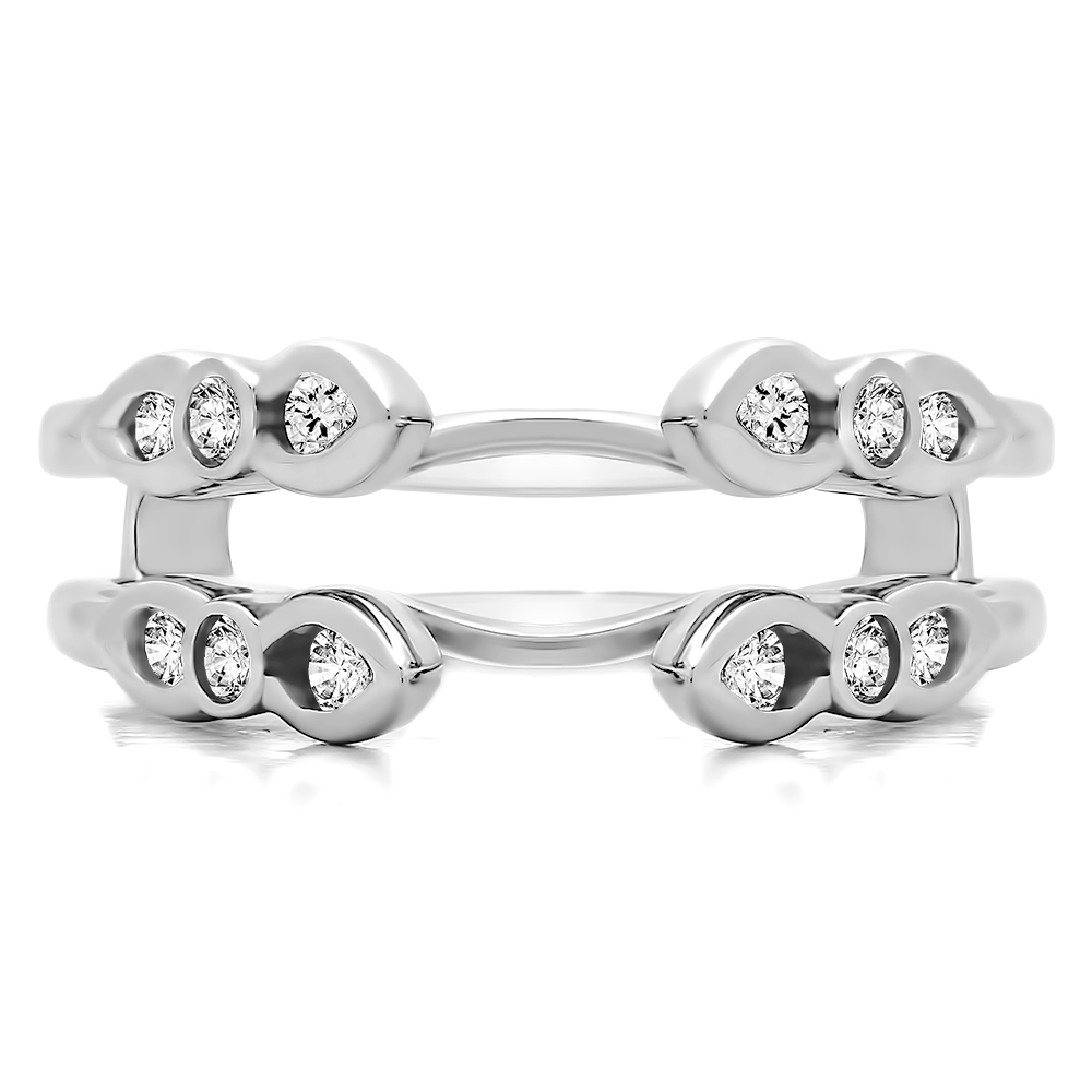 0.08 Ct. Sapphire Bezel Cathedral Wedding Ring Guard