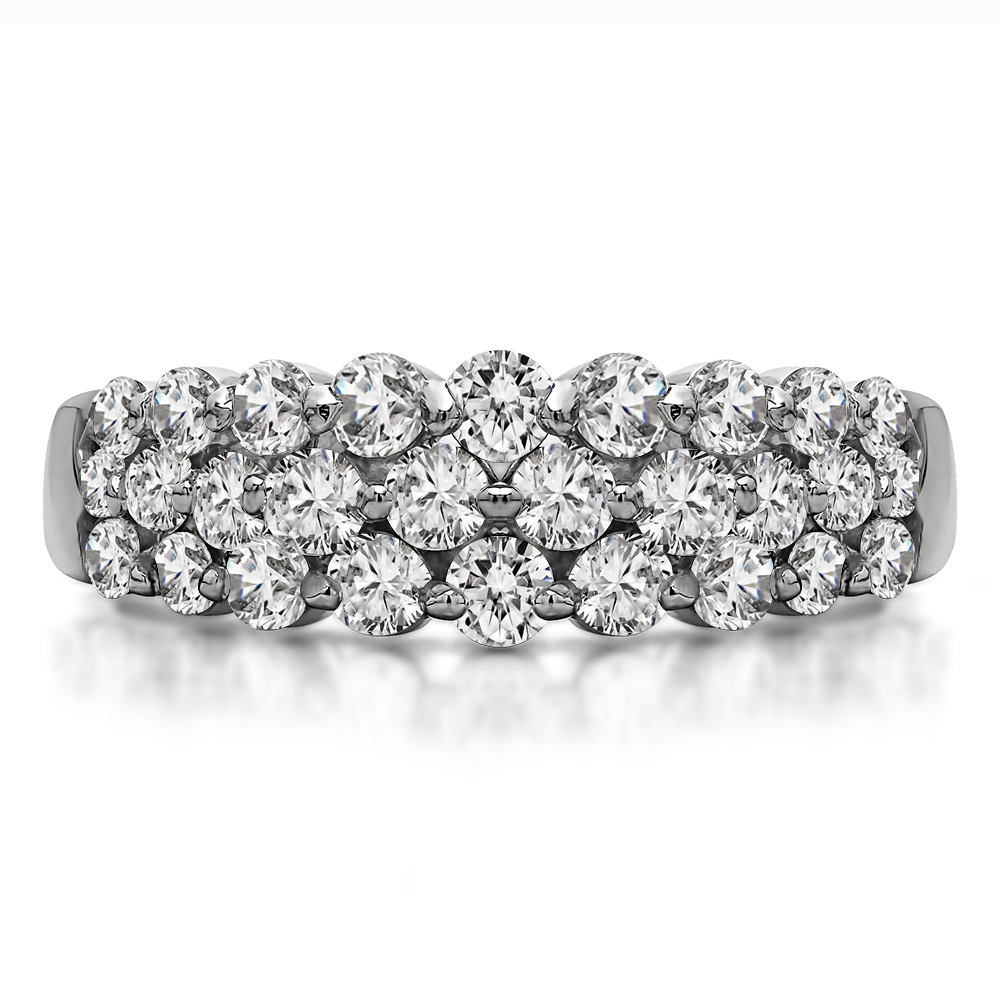 0.99 Carat Three Row Common Prong Wedding Ring