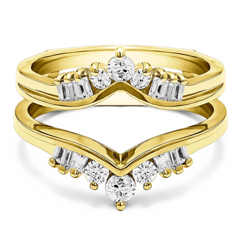 TwoBirch Ring Guards - 0.48 Ct. Baguette and Round Chevron ring guard ...