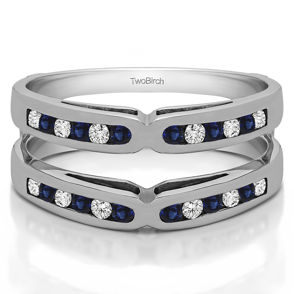 TwoBirch Ring Guards - 0.48 Ct. Sapphire and Diamond Round Channel Set ...