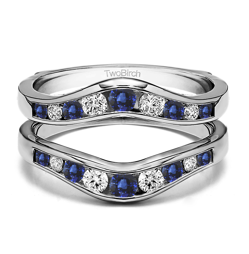 0.7 Ct. Sapphire and Diamond Round Graduated Contour Ring Guard