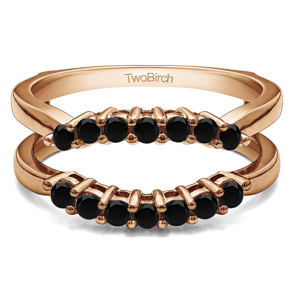 TwoBirch Ring Guards - .50 Ct. Black Stone Double Shared Prong Contour ...