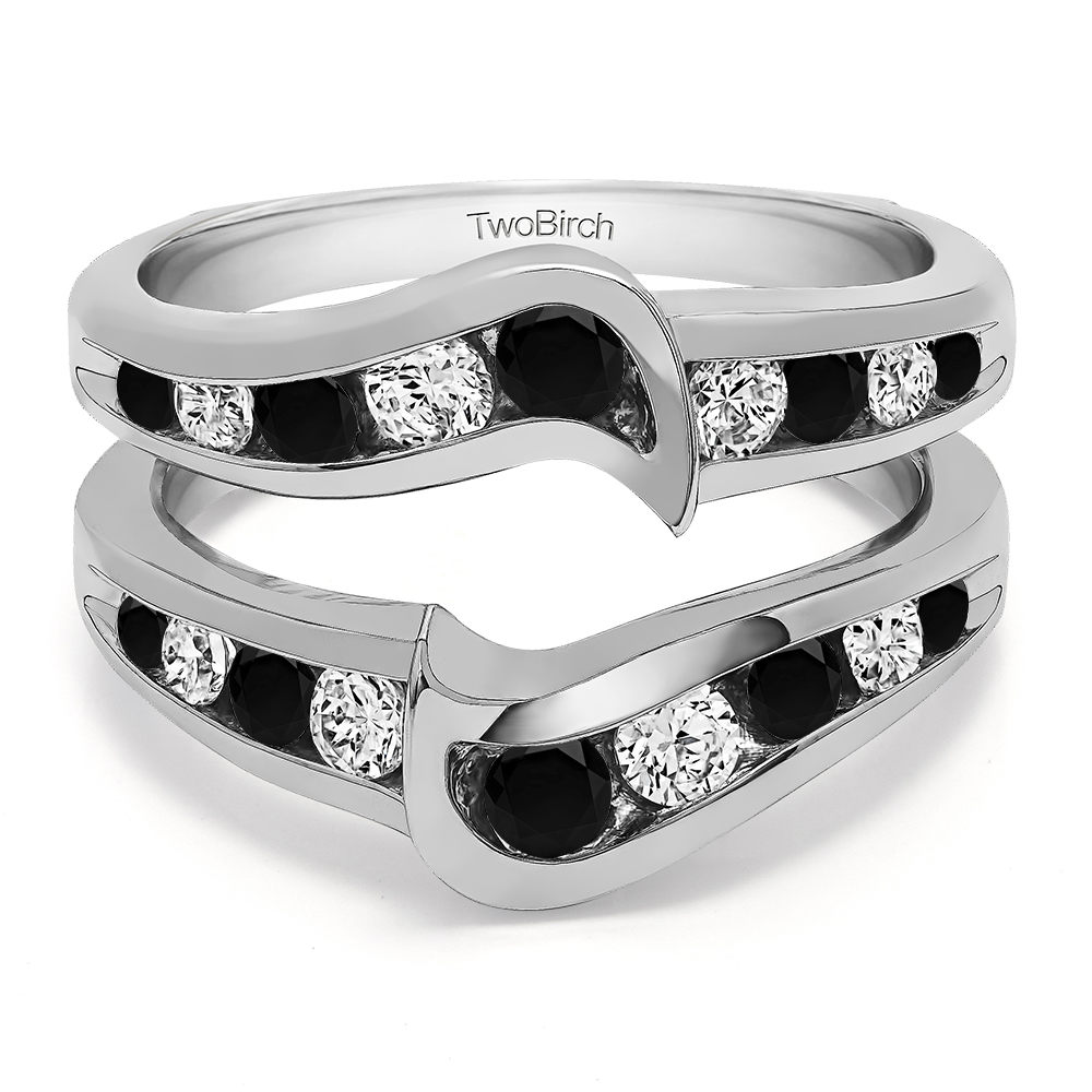 TwoBirch Ring Guards - 0.27 Ct. Black and White Stone Channel Set Knott ...