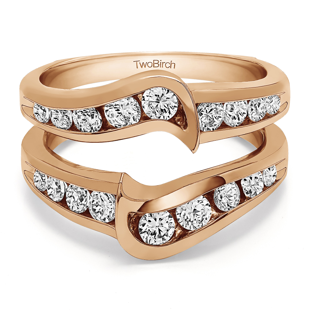 TwoBirch Ring Guards - 0.75 Ct. Channel Set Knott Chevron Ring Guard in ...