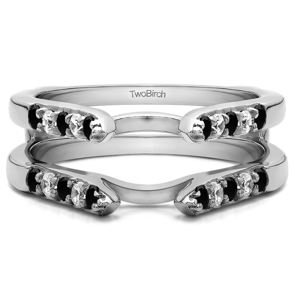 TwoBirch Ring Guards - 0.3 Ct. Black and White Stone Cathedral Round ...