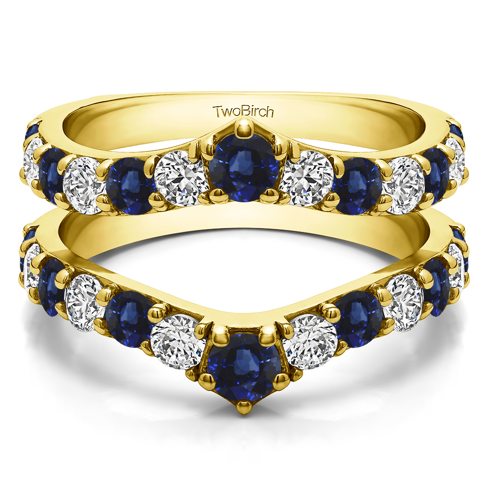TwoBirch Ring Guards - 0.74 Ct. Sapphire and Diamond Graduated Shared ...