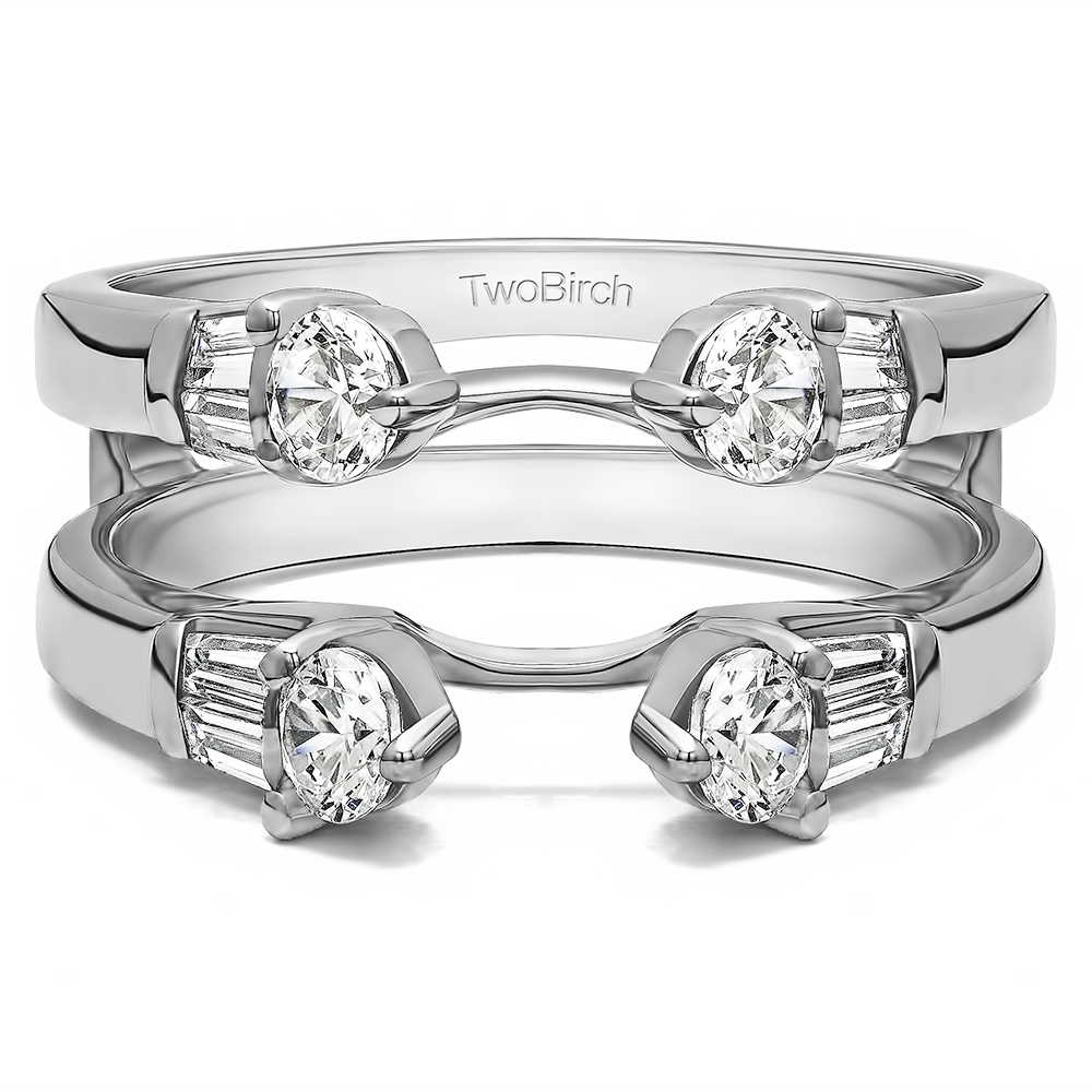 TwoBirch Ring Guards - 0.8 Ct. Three Stone Cathedral Ring Guard