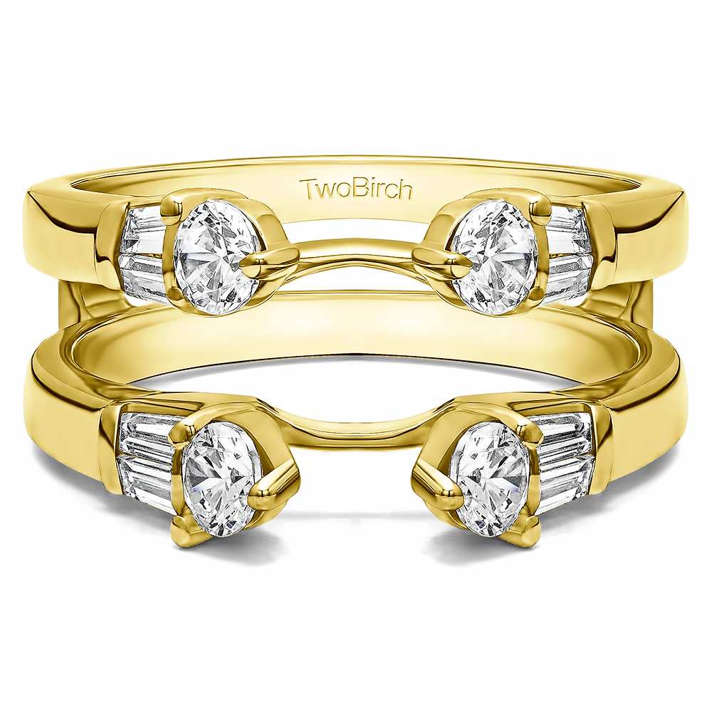 TwoBirch Ring Guards - 0.8 Ct. Three Stone Cathedral Ring Guard in ...