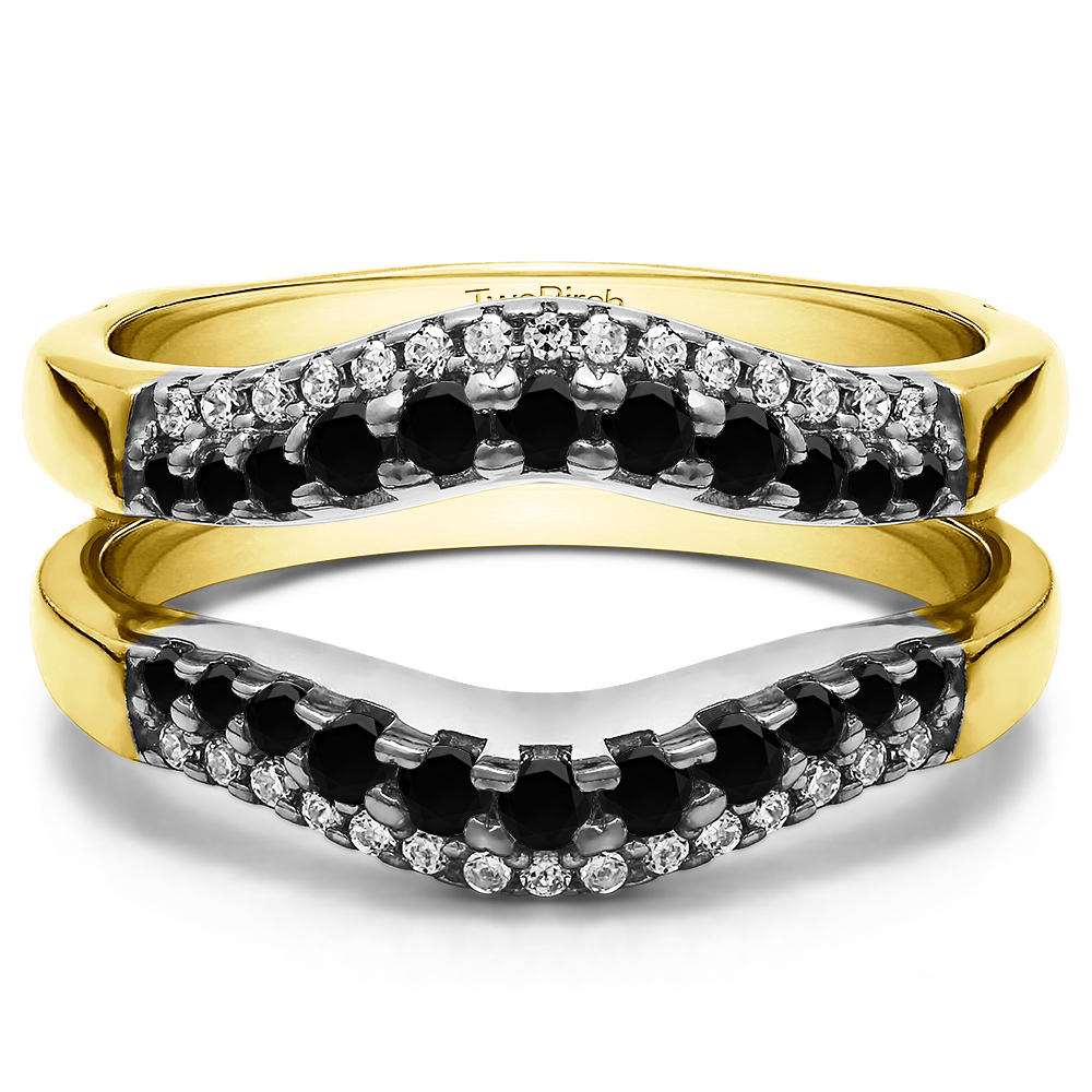 TwoBirch Ring Guards - 0.53 Ct. Double Row Contour Ring Guard in Two ...
