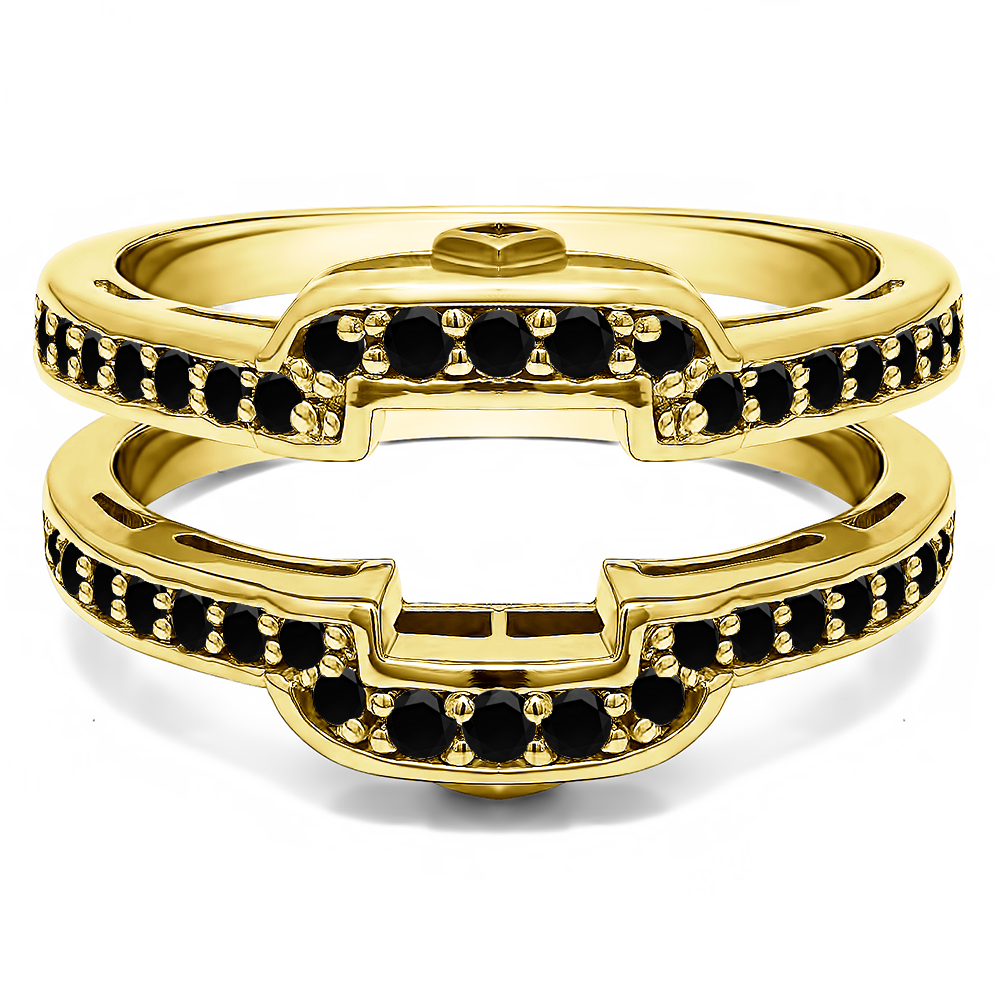 TwoBirch Ring Guards - .50 Ct. Black Stone Square Halo Peek-a-Boo ...