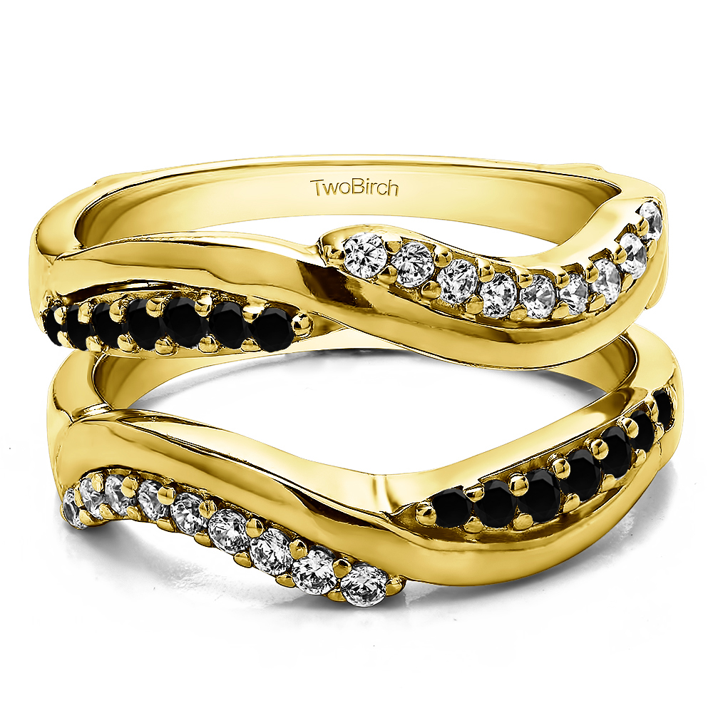 TwoBirch Ring Guards - 0.43 Ct. Black and White Stone Double Row Bypass ...