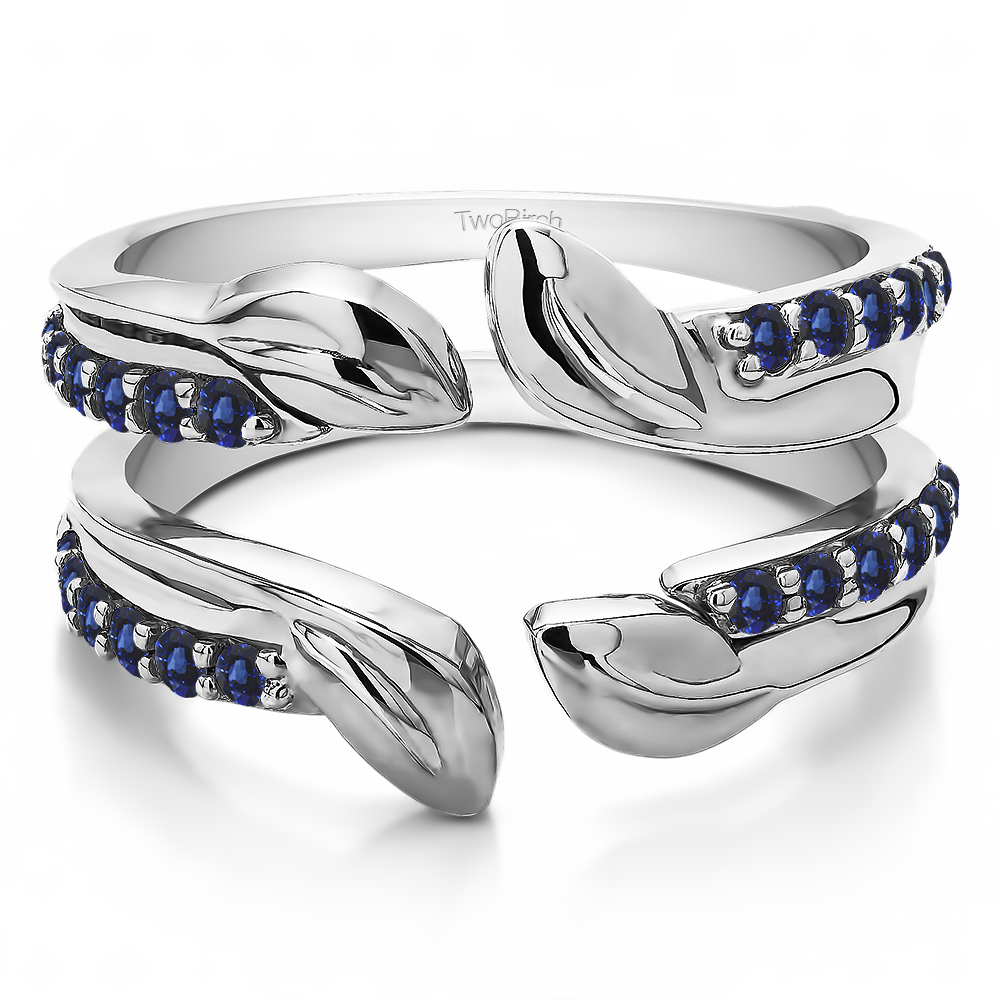 TwoBirch Ring Guards - 0.46 Ct. Sapphire Open Leaf Ring Guard