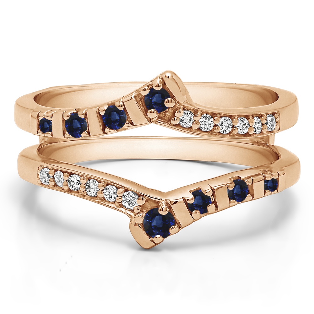 TwoBirch Ring Guards - 0.23 Ct. Sapphire and Diamond Bar Set Bypass ...