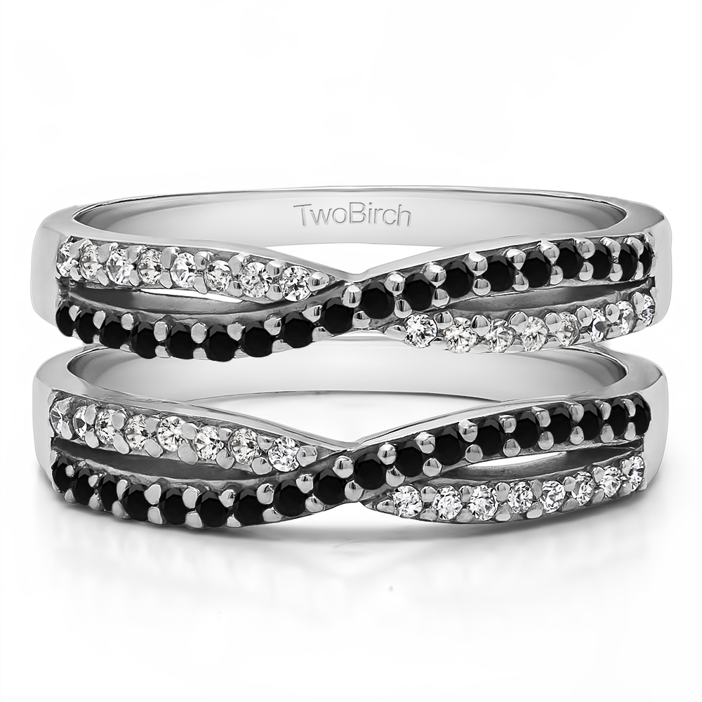 TwoBirch Ring Guards - 0.48 Ct. Black and White Stone Criss Cross ...