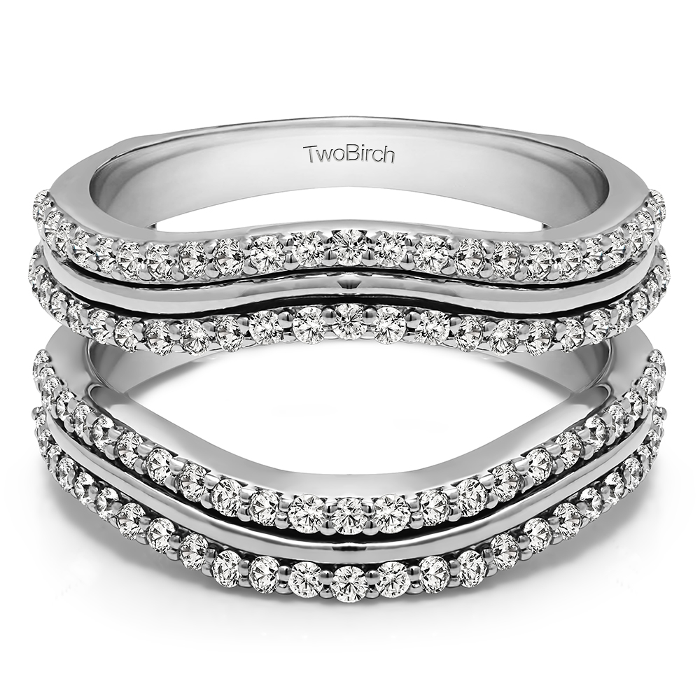 TwoBirch Double Row Wedding Ring Guard Enhancer in Sterling Silver with ...