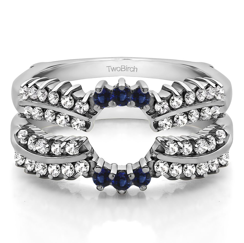 TwoBirch Ring Guards - 1.15 Ct. Sapphire and Diamond Double Row Prong ...