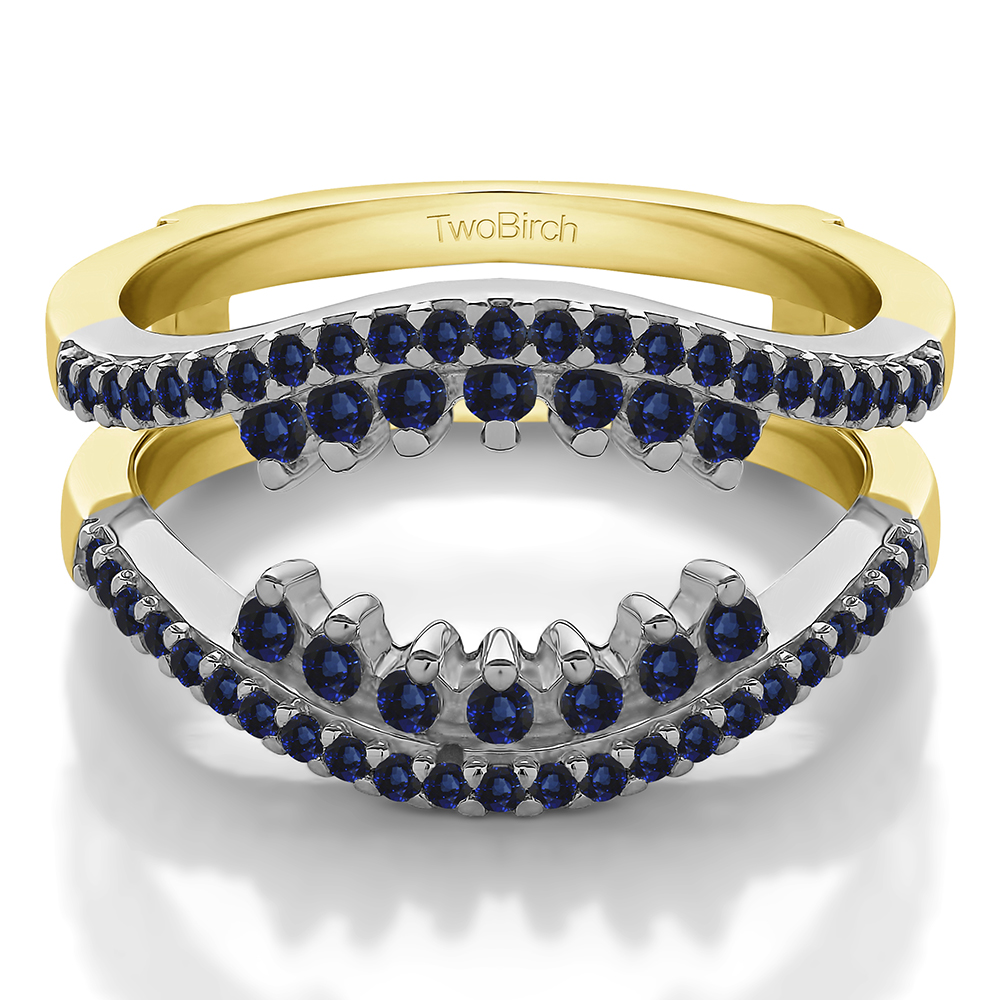 TwoBirch Ring Guards - 0.486 Ct. Double Row Halo Ring Guard in Two Tone ...