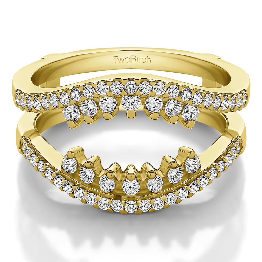 TwoBirch Ring Guards - 0.486 Ct. Double Row Halo Ring Guard in Yellow Gold