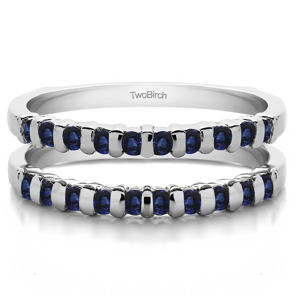 1/2 Carat Bar Set Round Contour Ring Guard with Sapphire