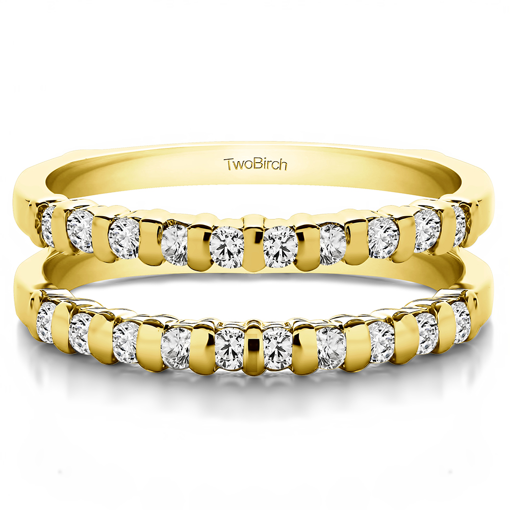 1/2 Carat Bar Set Round Contour Ring Guard in Yellow Gold - TwoBirch ...
