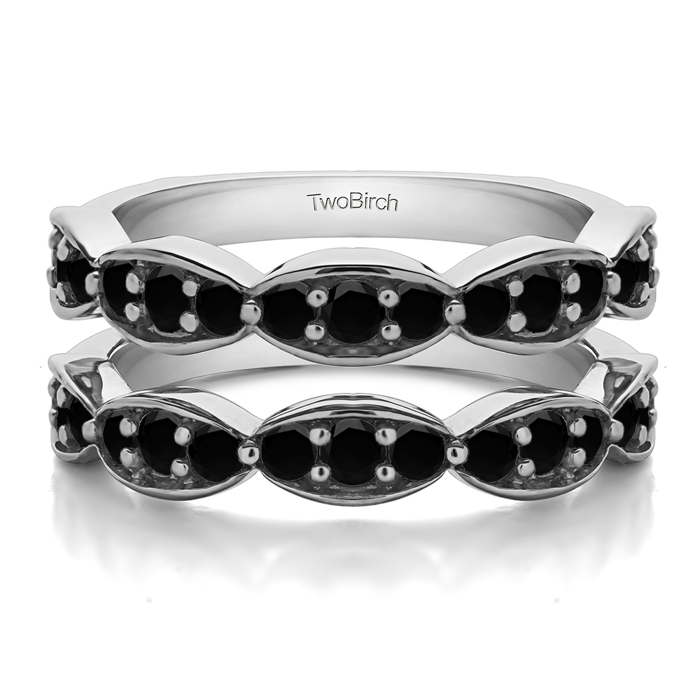 1 Carat Stacking Style Faux Marquise Wedding Ring Guard with Black ...