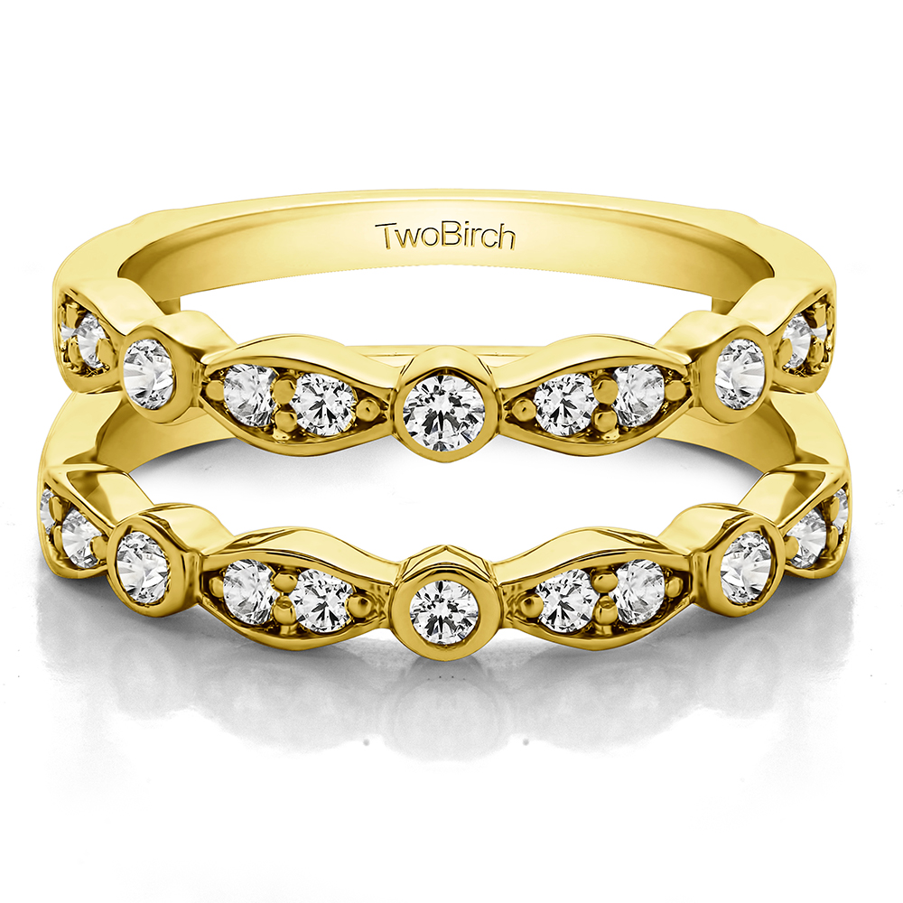 1/2 Carat Mixed Bezel and Prong Stackable Ring Guard in Yellow Gold ...