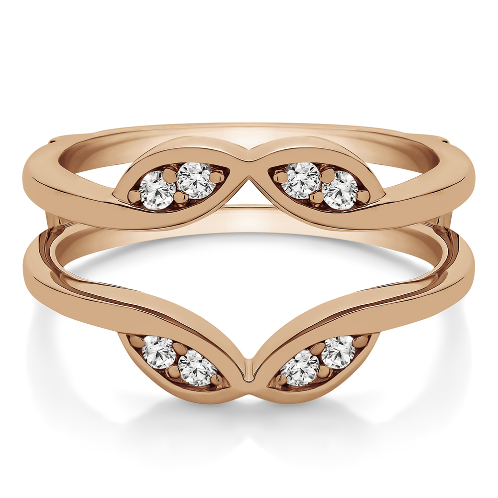 TwoBirch Ring Guards - 0.2 Ct. Infinity Double Leaf Ring Guard in Rose Gold