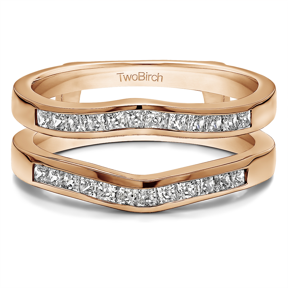 TwoBirch Ring Guards - 0.54 Ct. Princess Cut Channel Set Ring Guard in ...