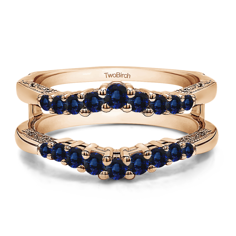 TwoBirch Ring Guards - 0.71 Ct. Sapphire Vintage Ring Guard with ...