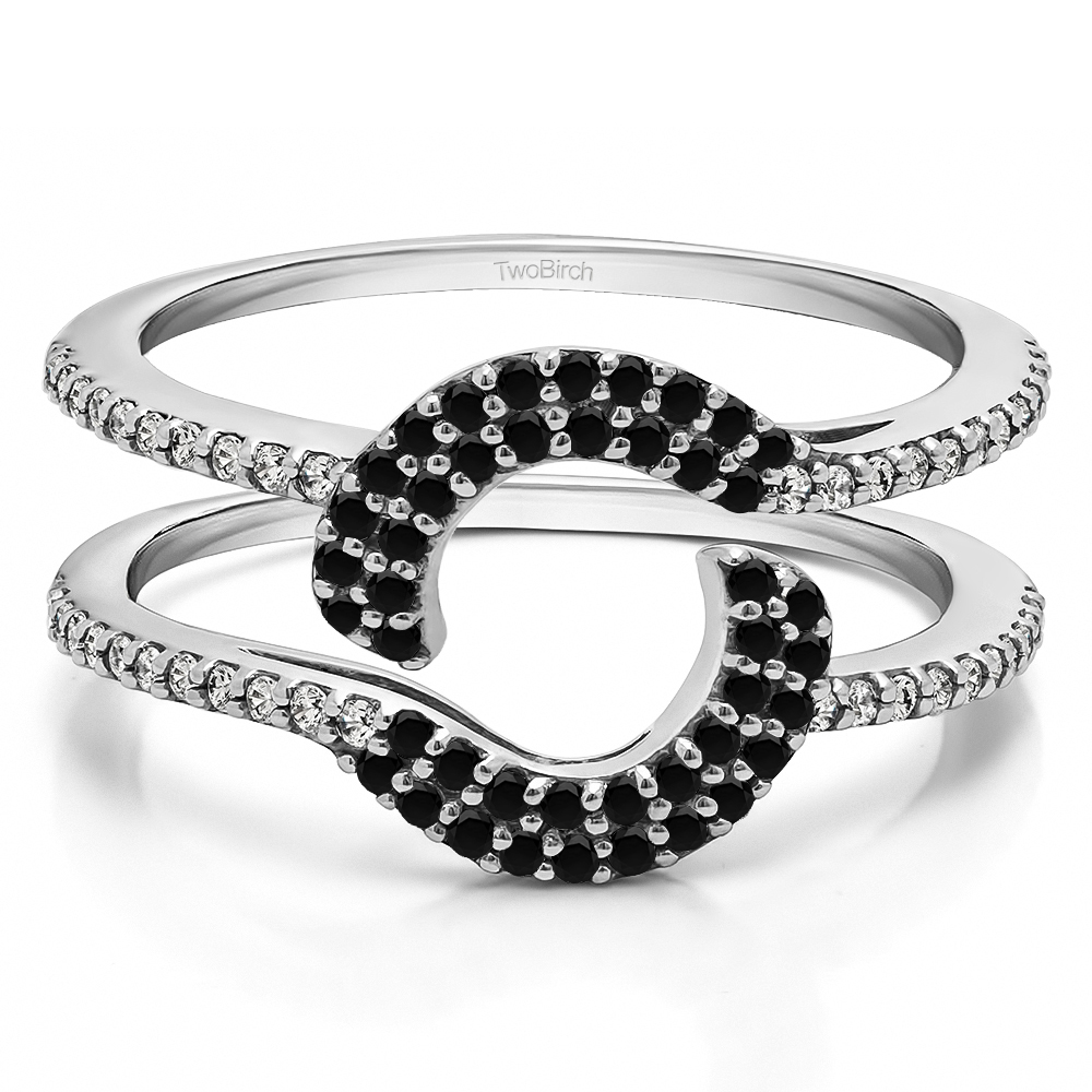 TwoBirch Ring Guards - 0.44 Ct. Black and White Stone Total Halo Wrap ...