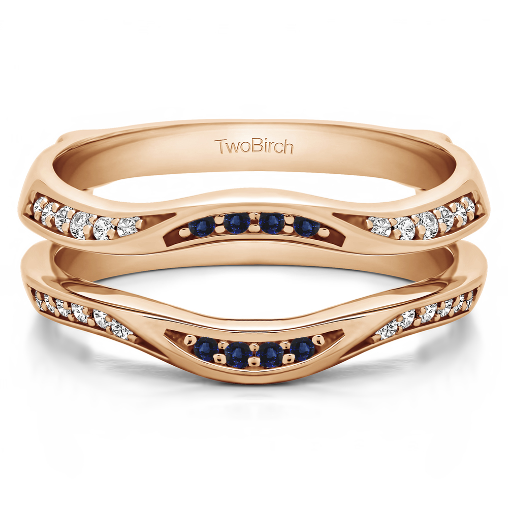 TwoBirch Ring Guards - 0.24 Ct. Sapphire and Diamond Curved Ring Guard ...