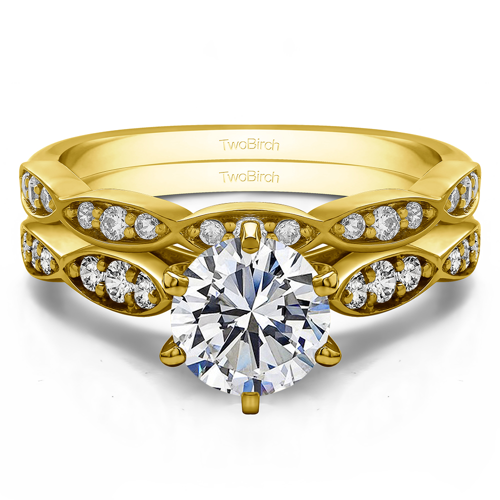 Delicate Stackable Engagement Ring Bridal Set (2 Rings) (1.32 Ct. Twt ...
