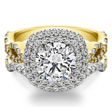 Round Double Halo Infinity Engagement Ring Bridal Set (2 Rings) (3.13 ...