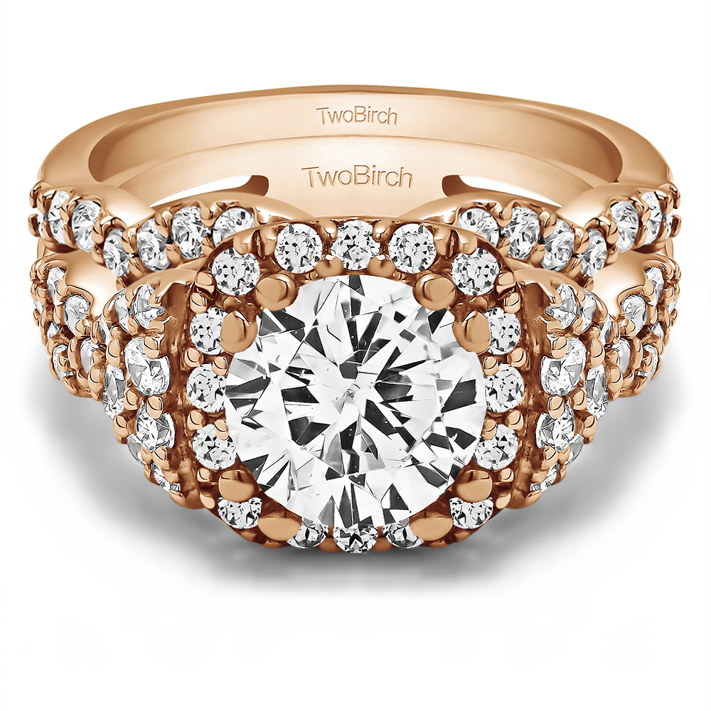 Round Large Halo Infinity Engagement Ring Bridal Set (2 Rings) (2.77 Ct ...