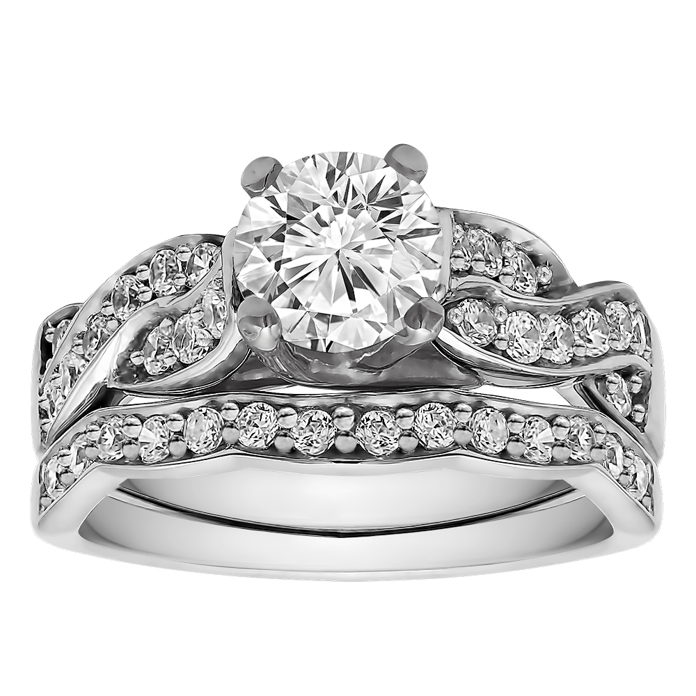 Round Infinity Engagement Ring Bridal Set (2 Rings) (1.56 Ct. Twt ...