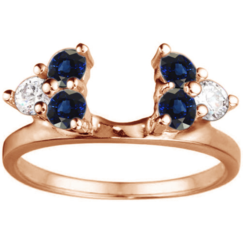 TwoBirch Ring Wrap - 0.25 Ct. Sapphire and Diamond Shared Prong Set Six ...