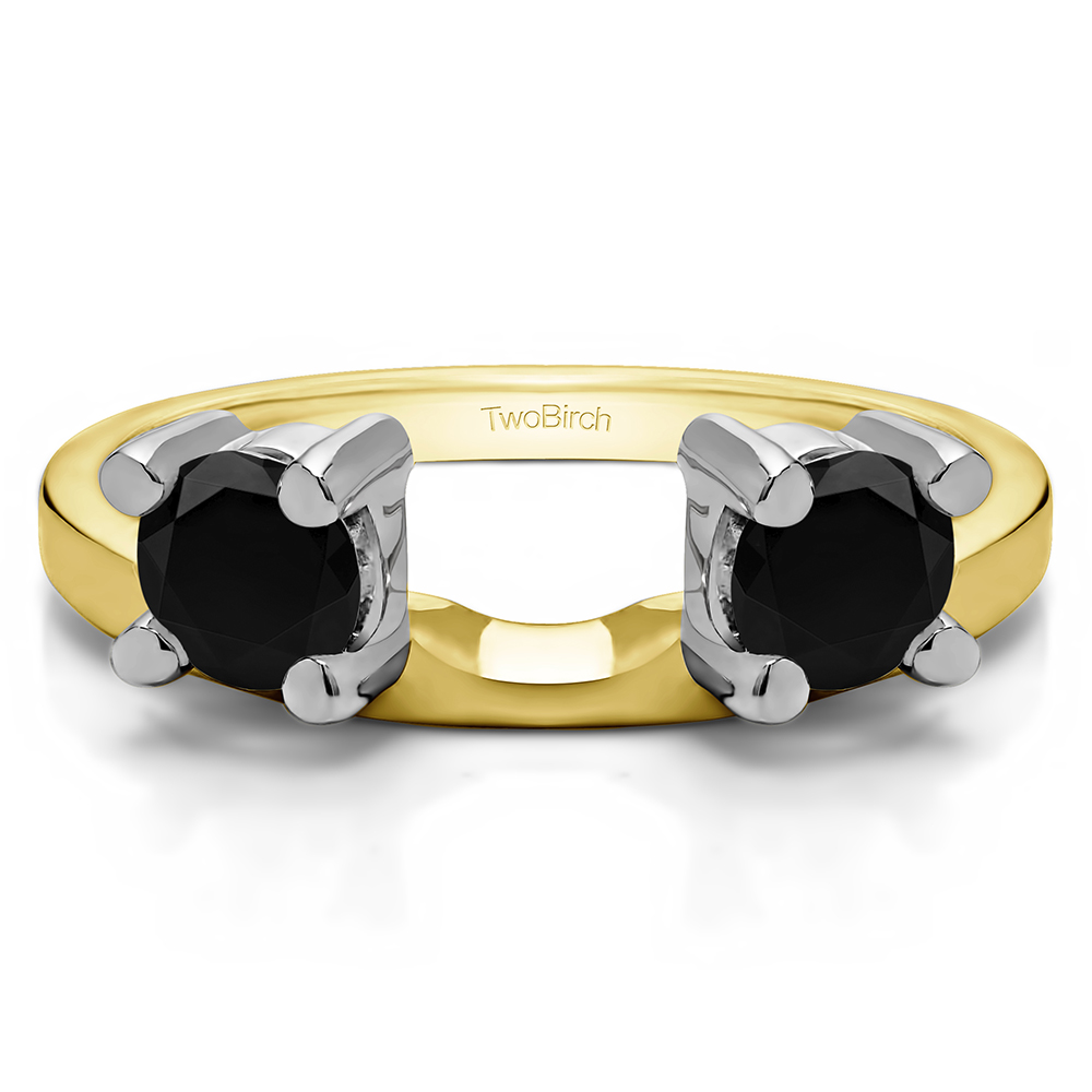 TwoBirch Ring Wrap - 1 Ct. Black Two Stone Round Ring Wrap Enhancer in ...