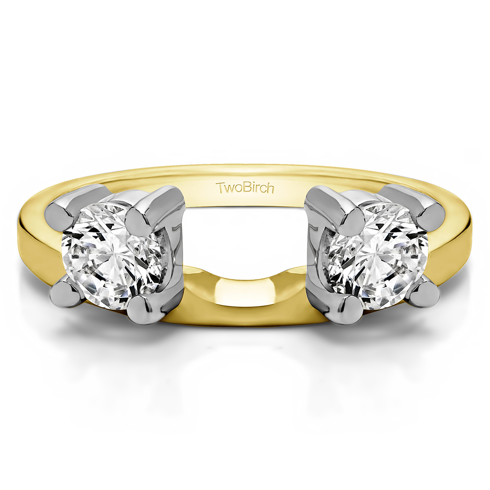 TwoBirch Ring Wrap - 1 Ct. Two Stone Round Ring Wrap Enhancer in Two ...
