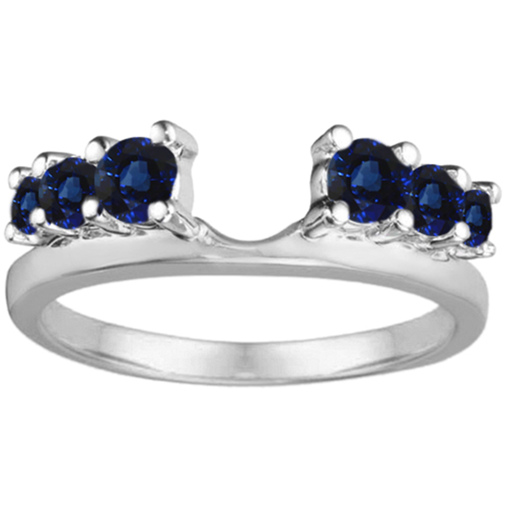 TwoBirch Ring Wrap - 0.25 Ct. Sapphire Double Shared Prong Graduated ...