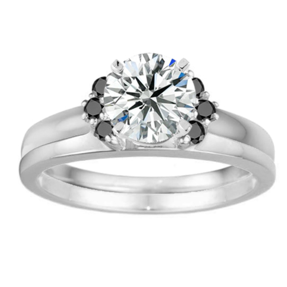 0.13 Ct. Black Round Half Round Halo Ring Wrap