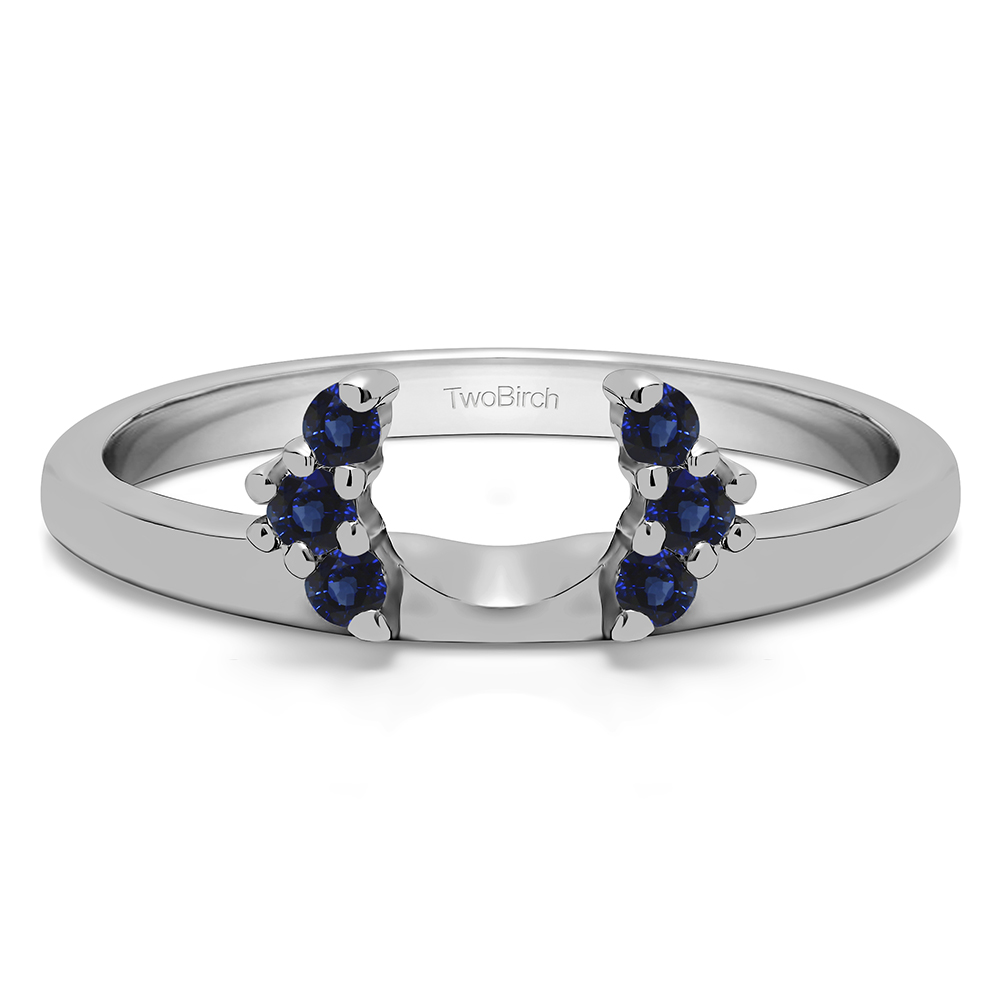 0.13 Ct. Sapphire Round Half Round Halo Ring Wrap