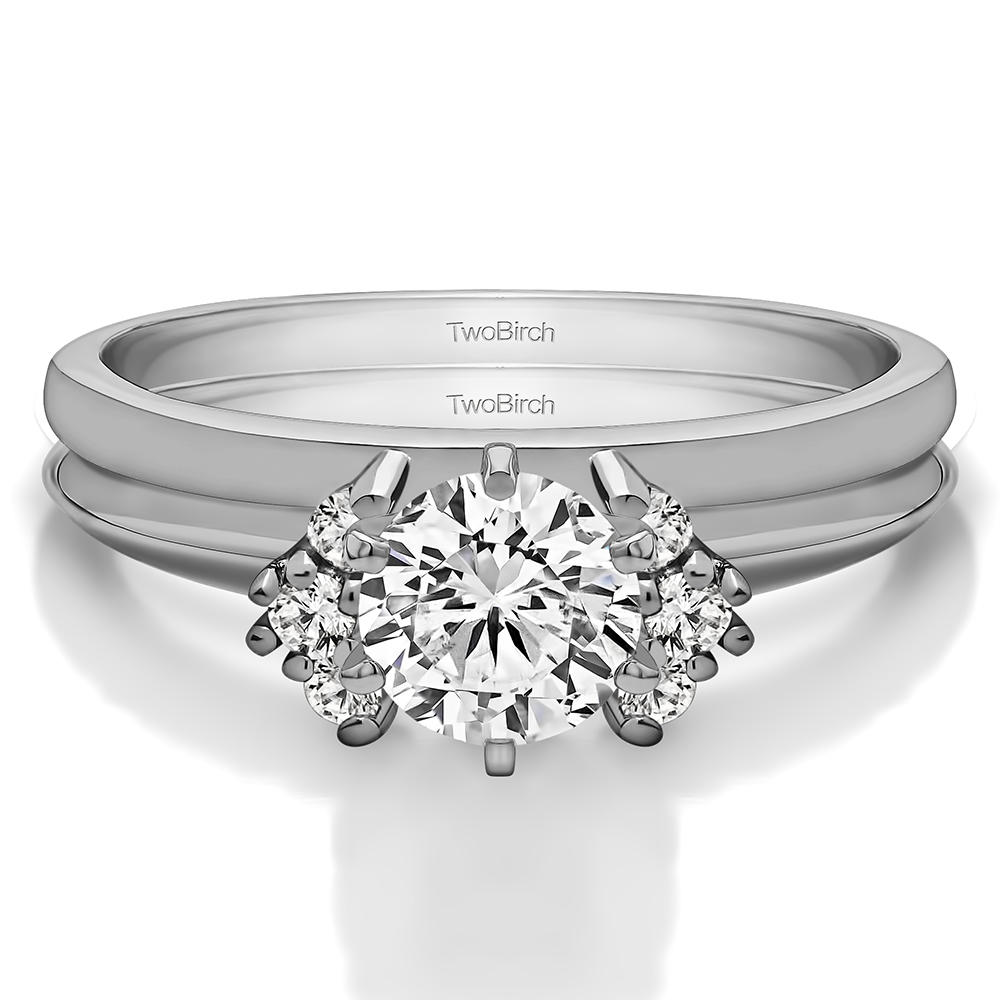 0.13 Ct. Round Half Round Halo Ring Wrap