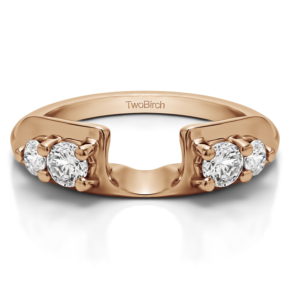 TwoBirch Ring Wrap - 0.25 Ct. Graduated Four Stone Round Wedding Ring ...